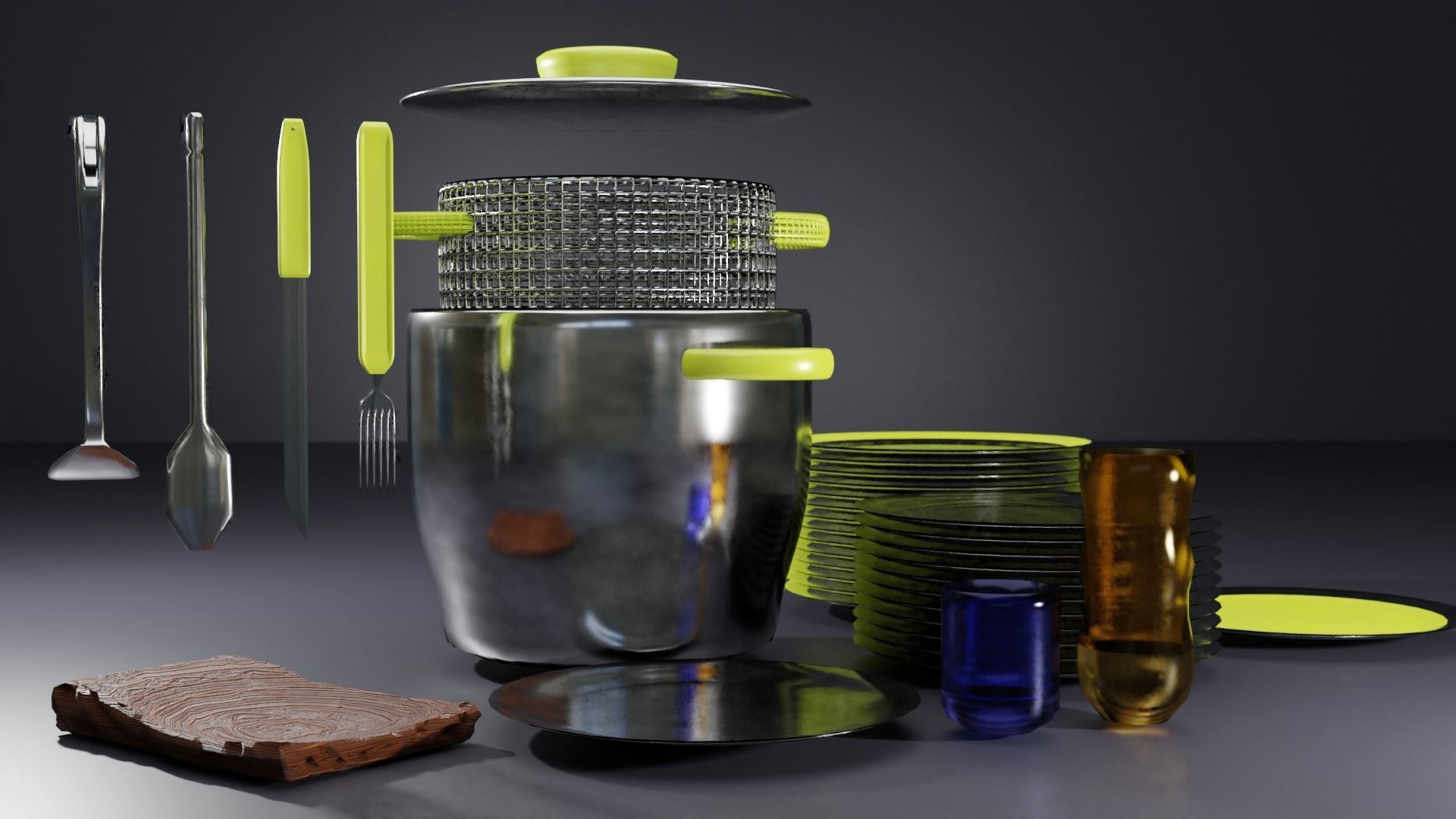 lowpoly COOKING KITCHEN SILVERWARE free VR / AR / low-poly 3D model ...