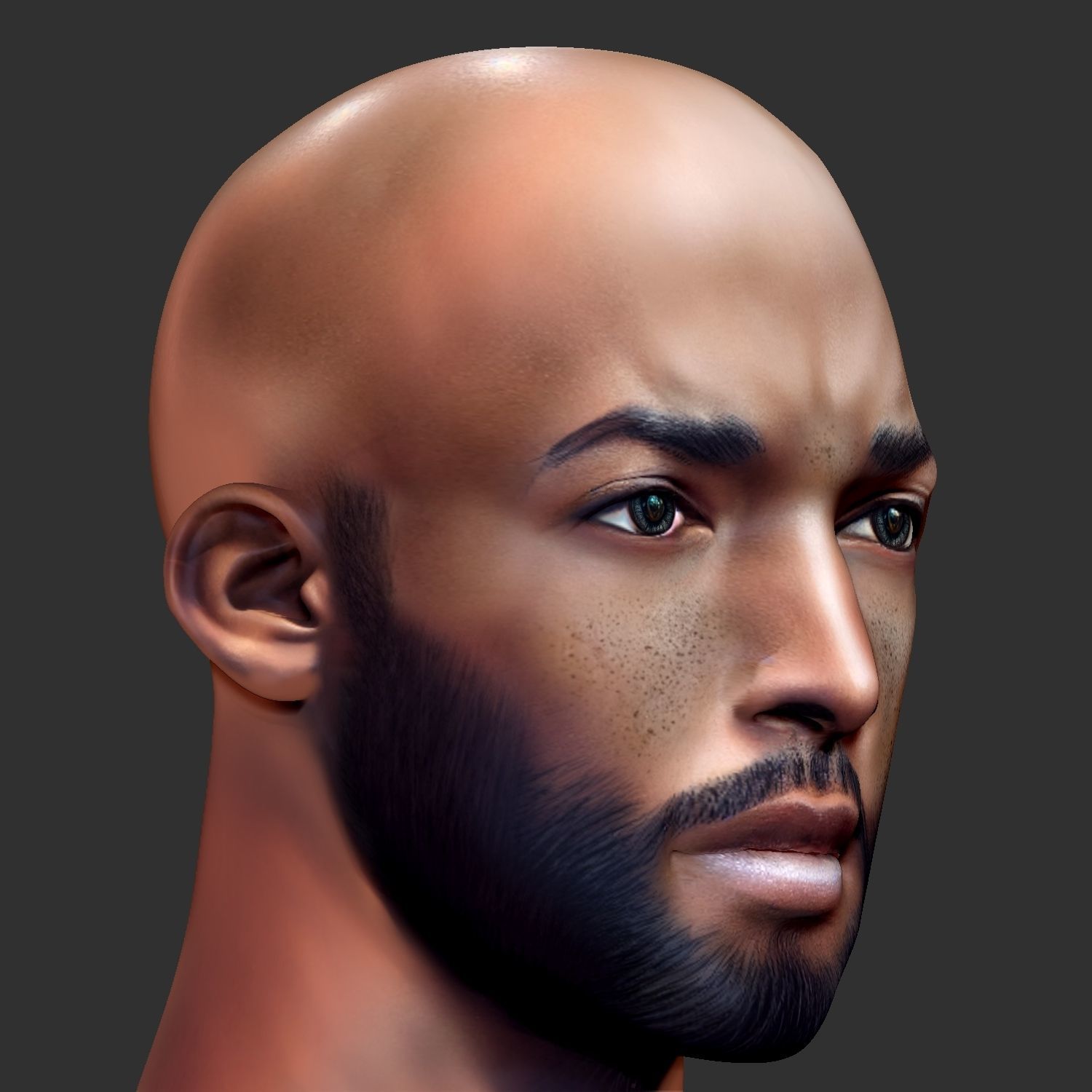 3D model Black african male head Realistic Perfect Head Low-poly 3D VR ...