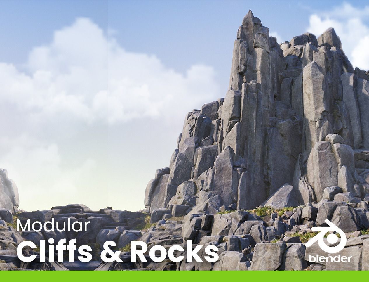 3D model Realistic Looking Modular Cliffs and Rocks BLENDER VR / AR ...