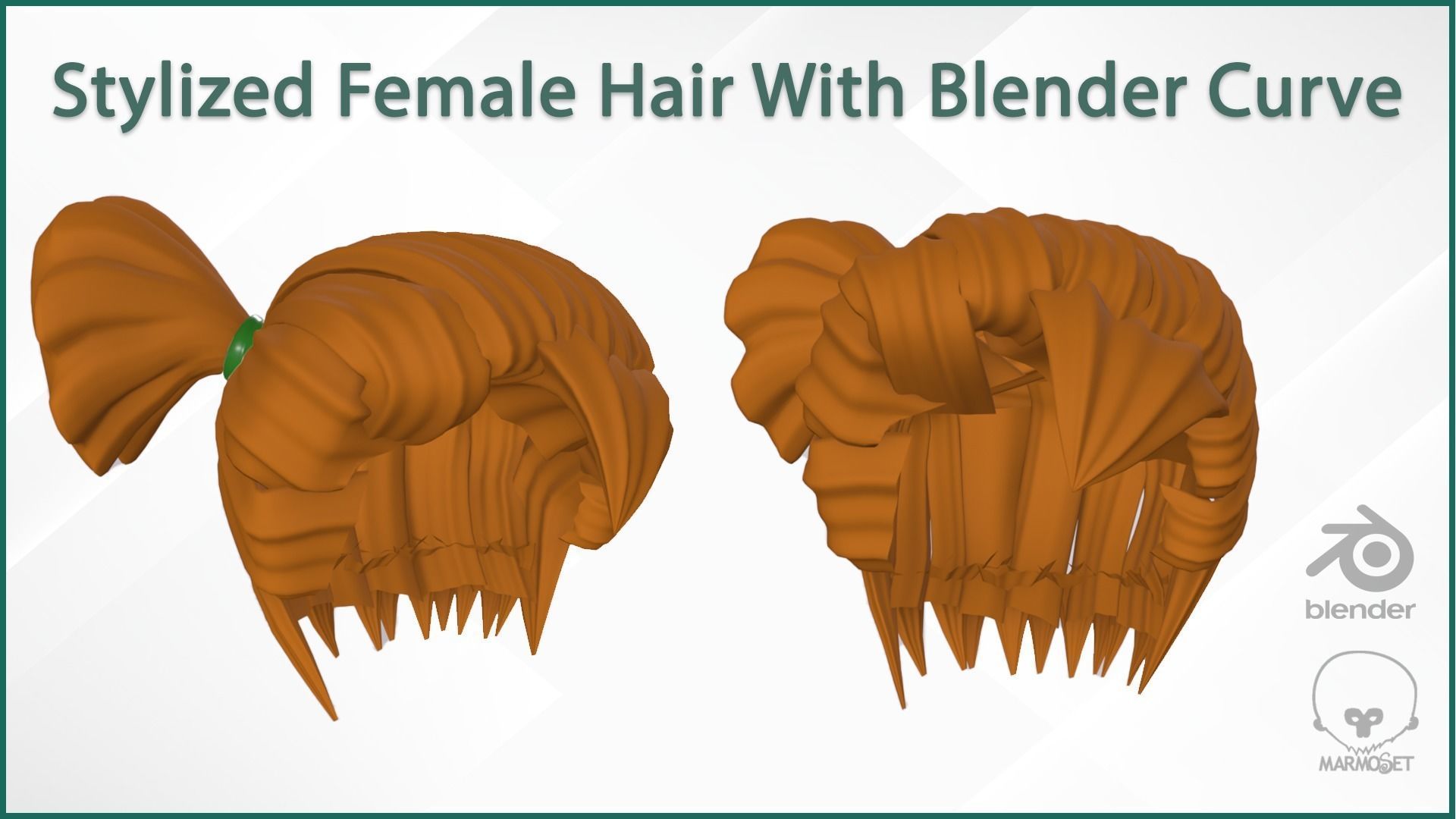3D model Stylize Female Hair with Blender curve VR / AR / low-poly ...