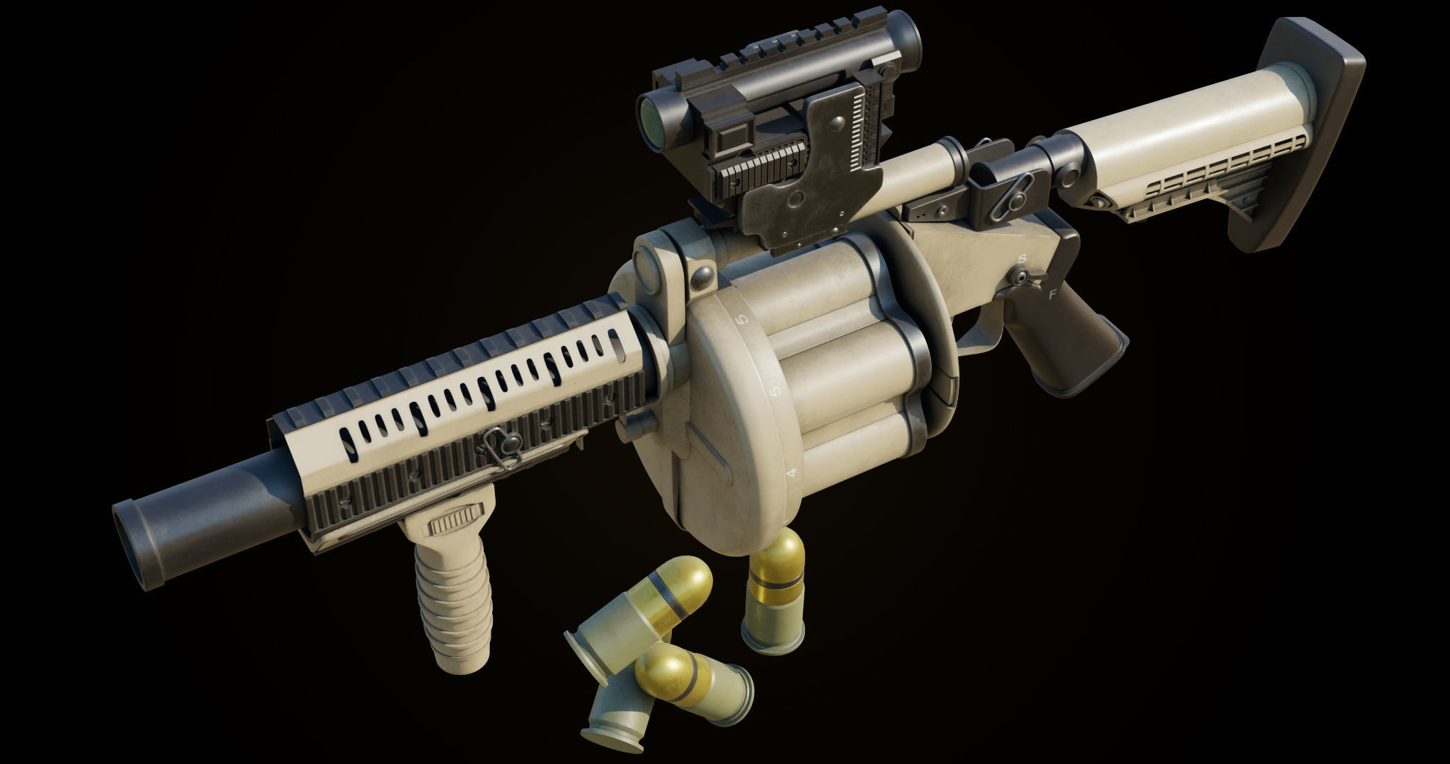 Collection of Grenade Launcher Gun All PBR Textures Included VR / AR ...