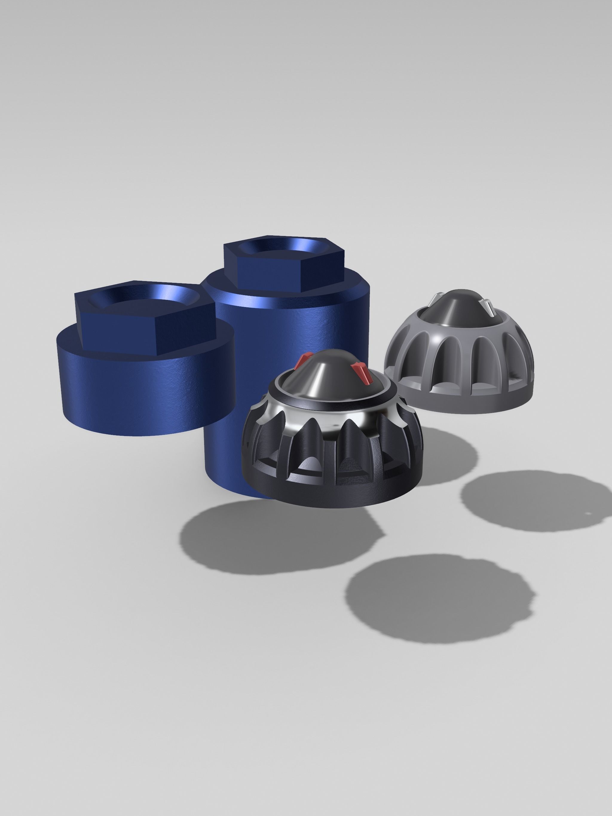 Wheel Centre Lock Nut x4 styles 3D model 3D printable | CGTrader