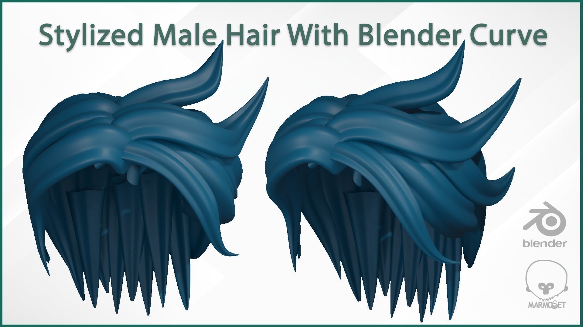 3D model Stylize Male Hair with Blender curve 3 VR / AR / low-poly ...