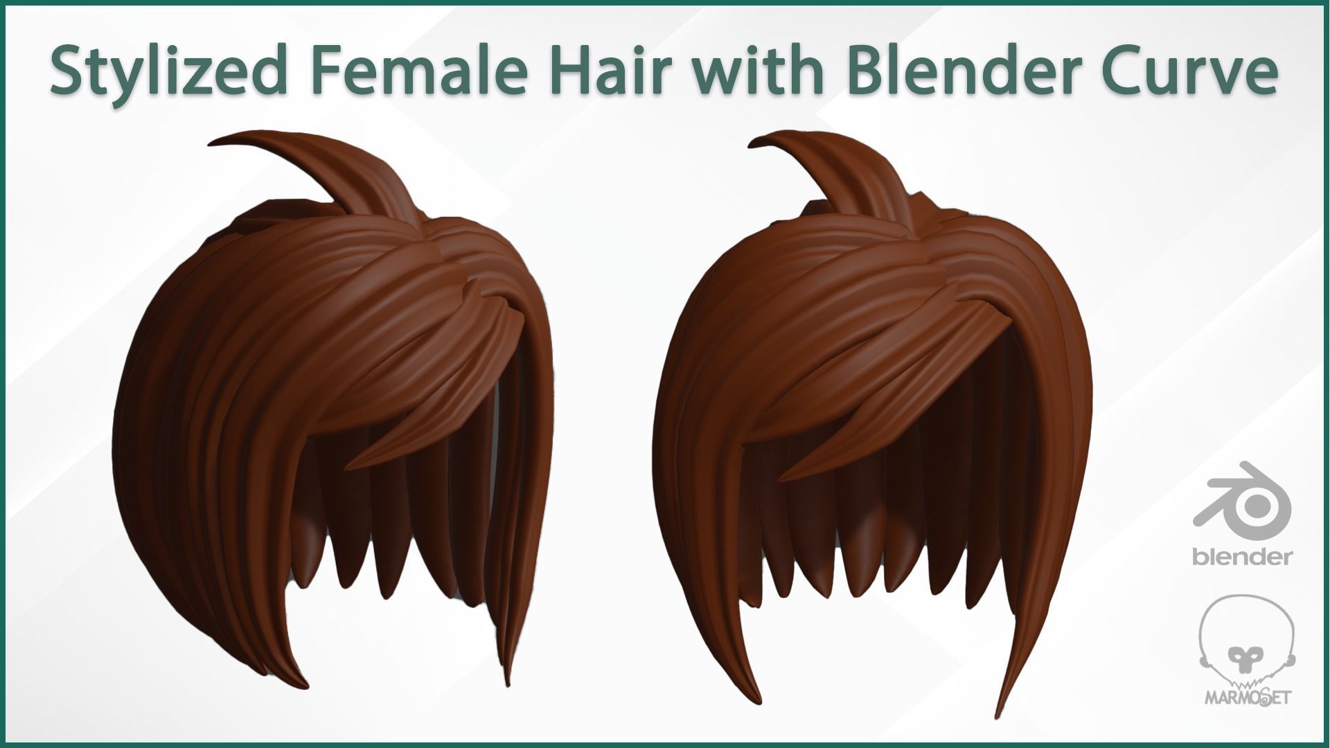 3D model Stylize Female Hair with Blender curve 4 VR / AR / low-poly ...