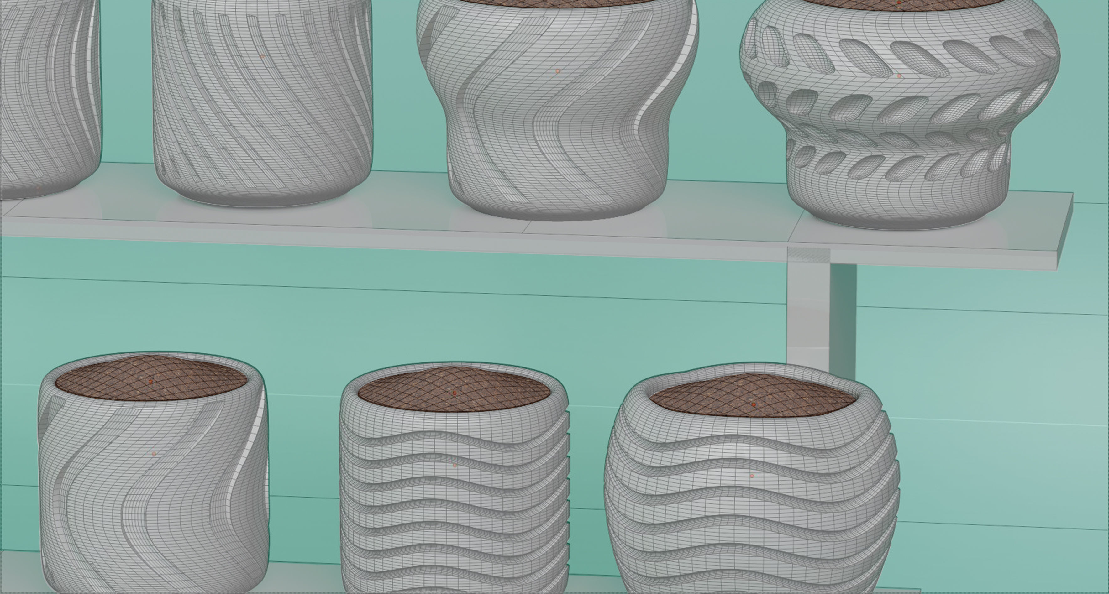 flower pot set 3D model rigged | CGTrader