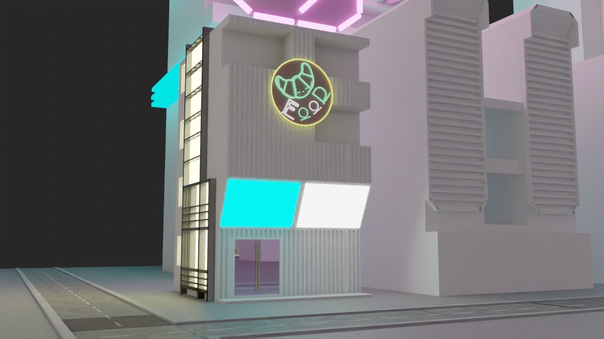 Cyberpunk food sign free VR / AR / low-poly 3D model | CGTrader