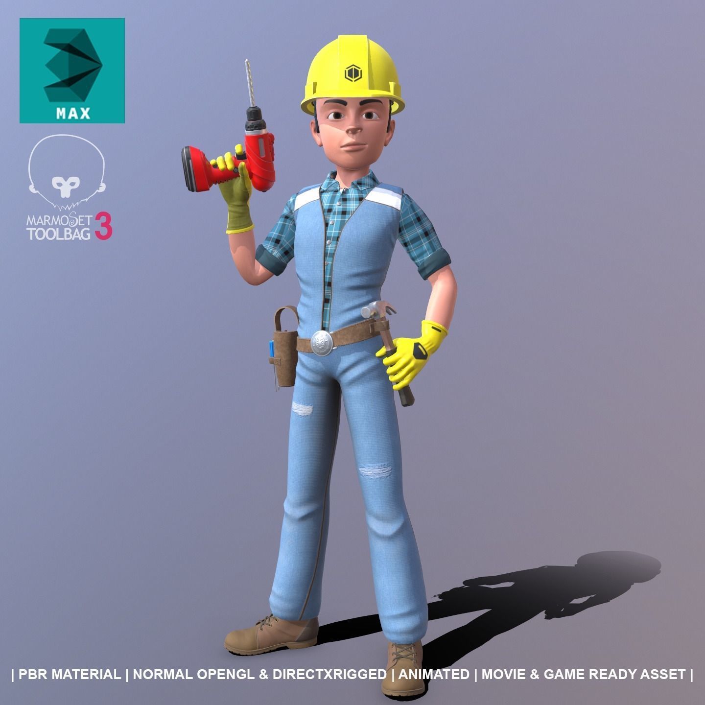 3D model Builder construction worker VR / AR / low-poly | CGTrader