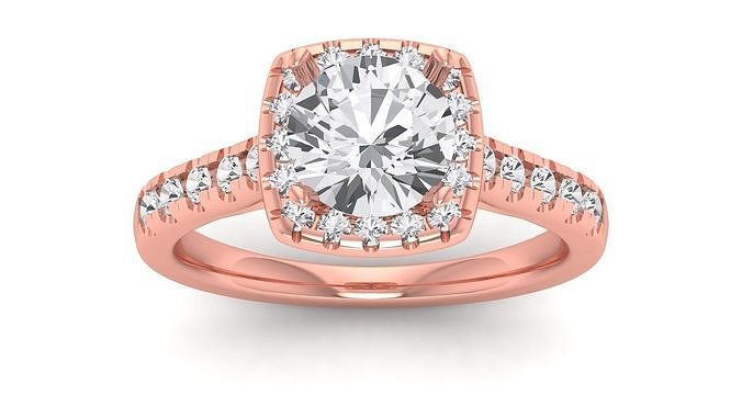 Solitaire Wedding Engagement Women Ring Square Hole Claw Ring 3D model ...