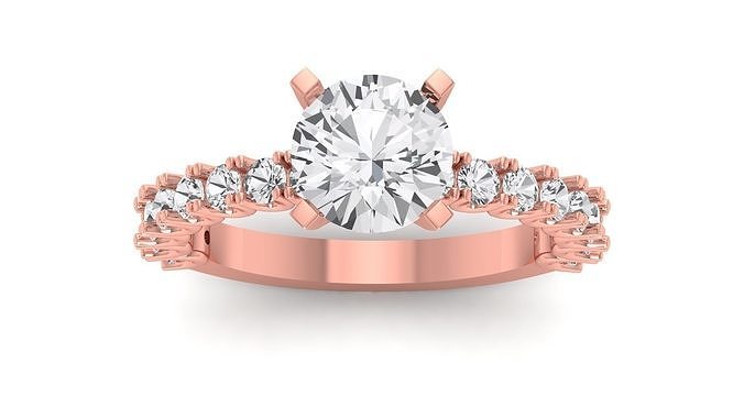 Women Engagement Round Stone Ring 3dm STL OBJ Renders Details 3D model ...