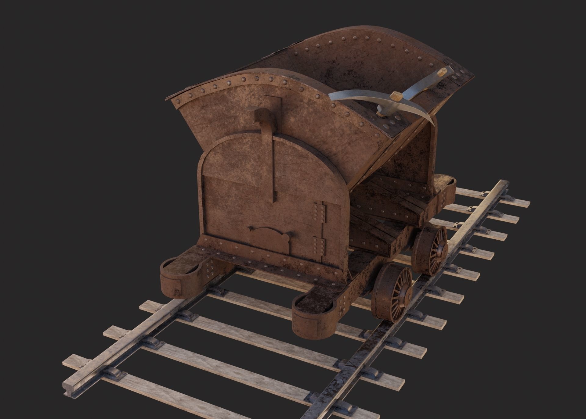 Minecart 3D Model old rusty wagon on railroad tracks 3D model | CGTrader