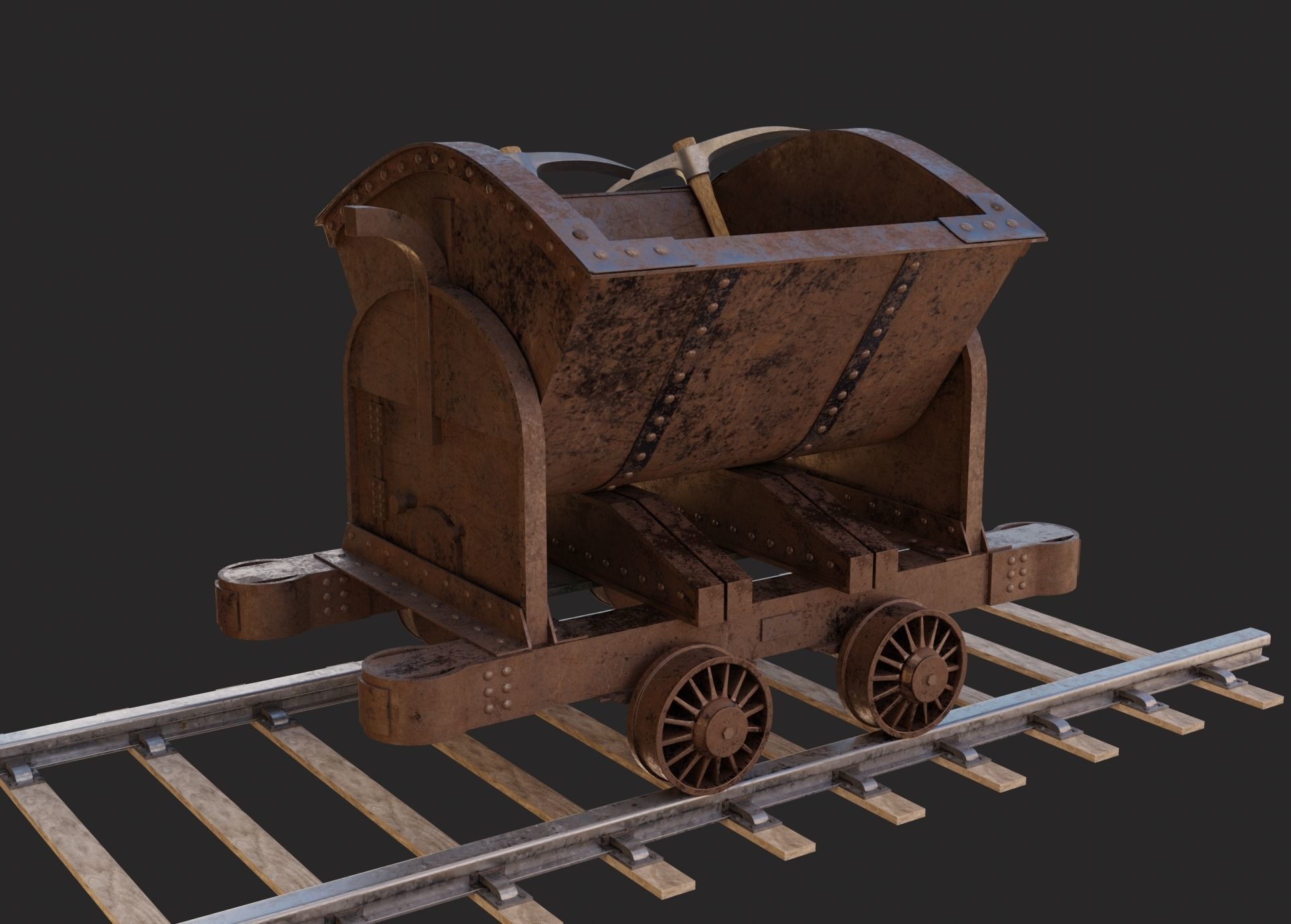 Minecart 3D Model old rusty wagon on railroad tracks 3D model | CGTrader