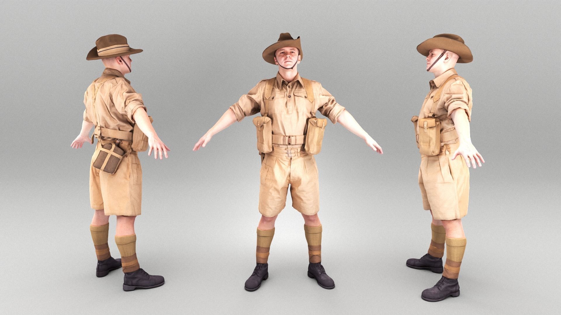 3D model Australian soldier from World War II 379 VR / AR / low-poly ...