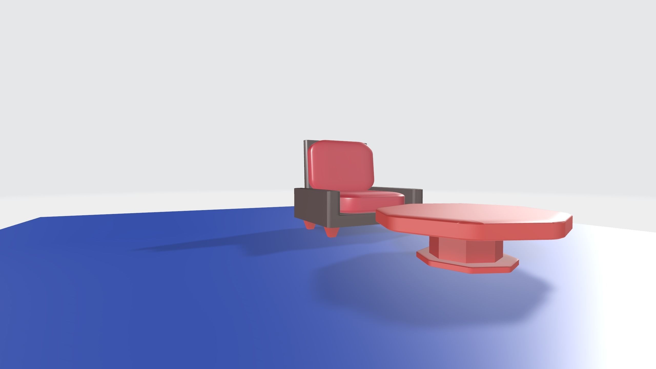 Free low poly single sofa or couch and a table free VR / AR / low-poly ...