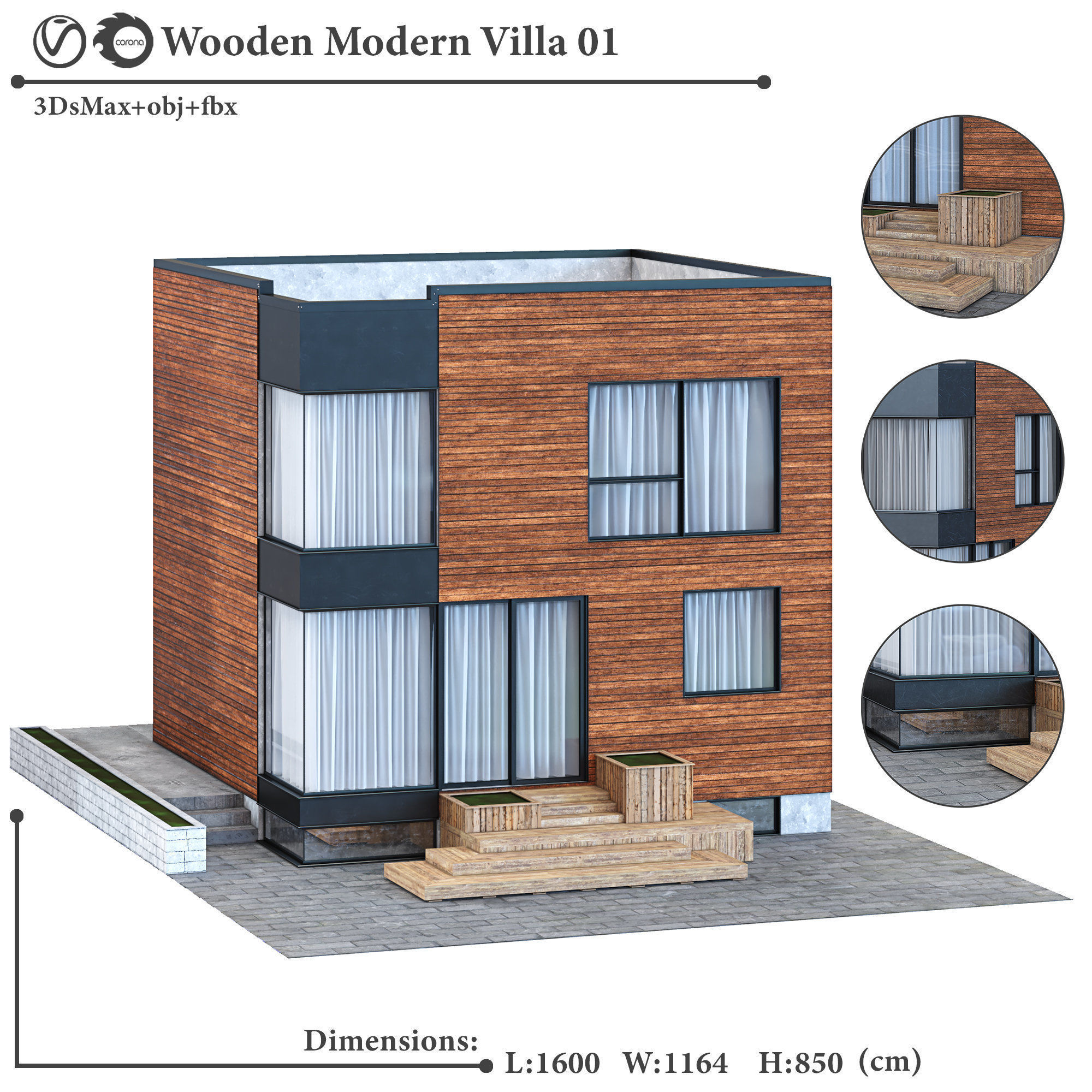 Wooden Modern Villa 01 free 3D model | CGTrader