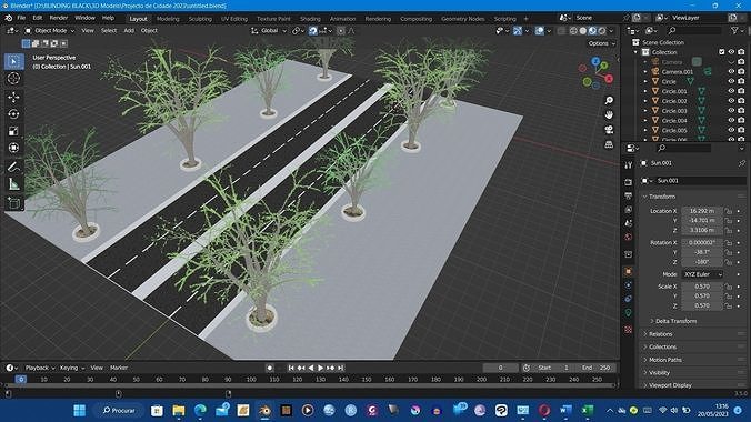 Road with trees 3D model | CGTrader