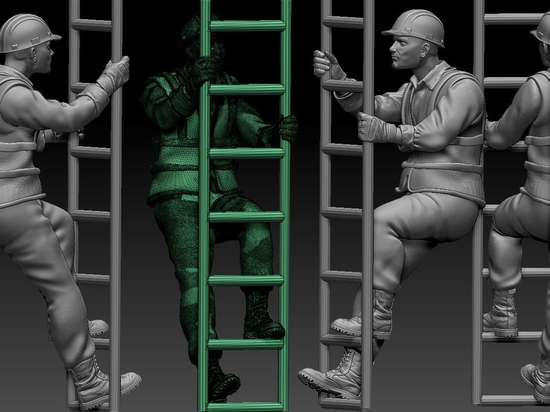 builder soldiers climbing ladders 3D model 3D printable | CGTrader
