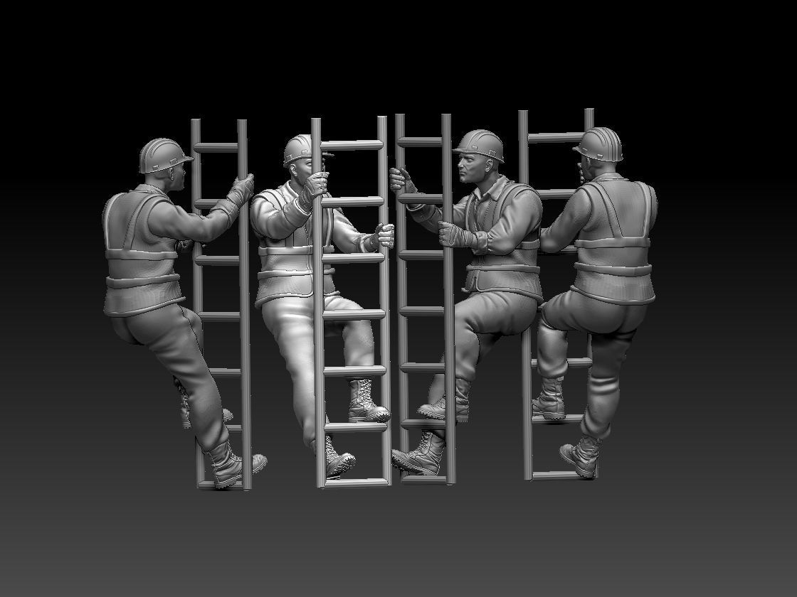 builder soldiers climbing ladders 3D model 3D printable | CGTrader
