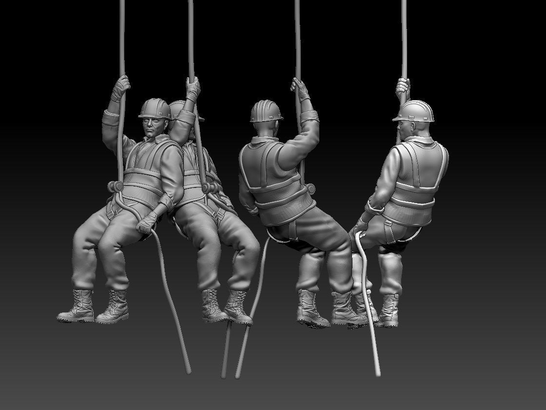 builder soldier hanging from rope 3D model 3D printable | CGTrader