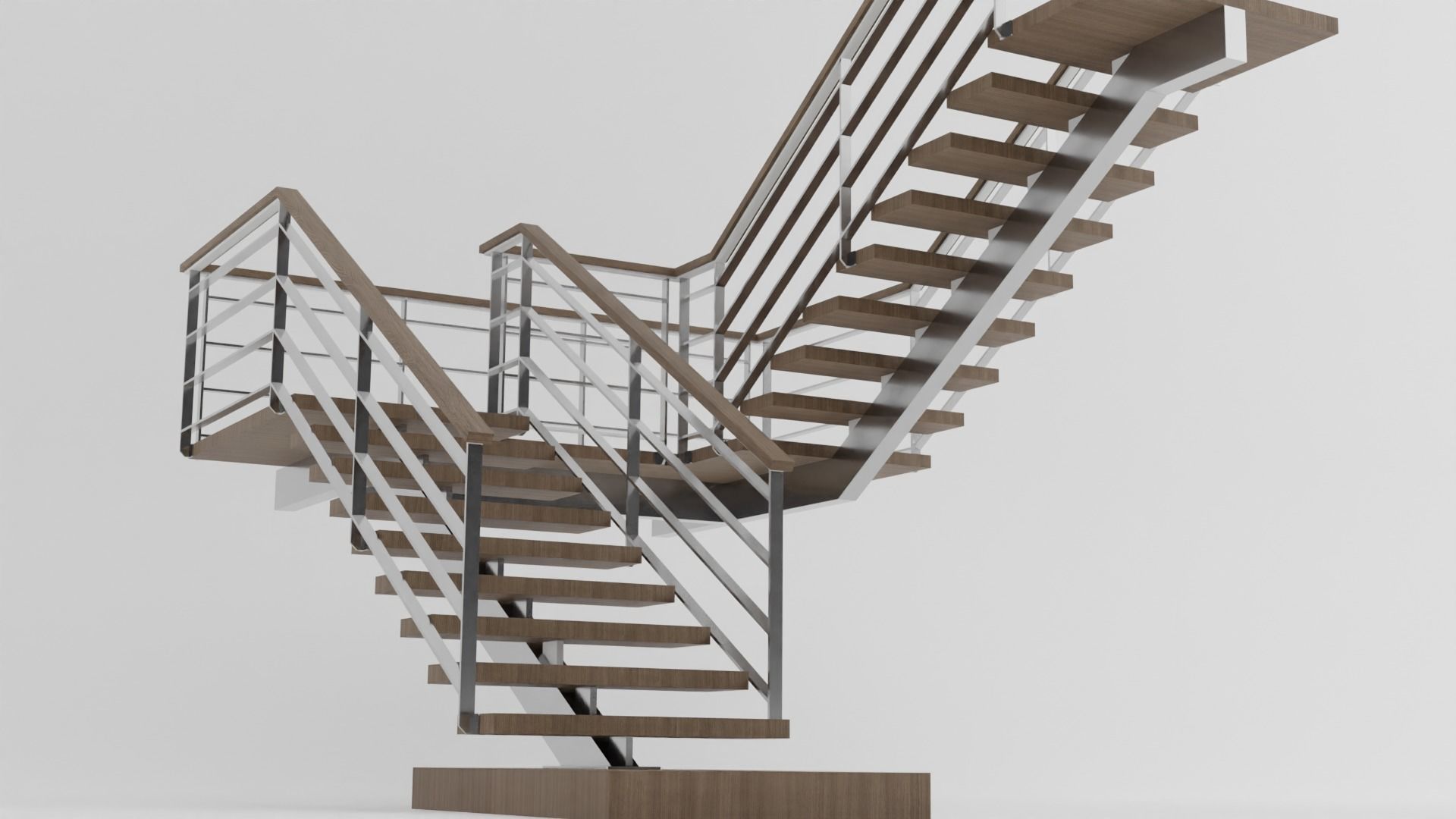 3D model Wood stair in blender 3 and Cycles Asset VR / AR / low-poly ...