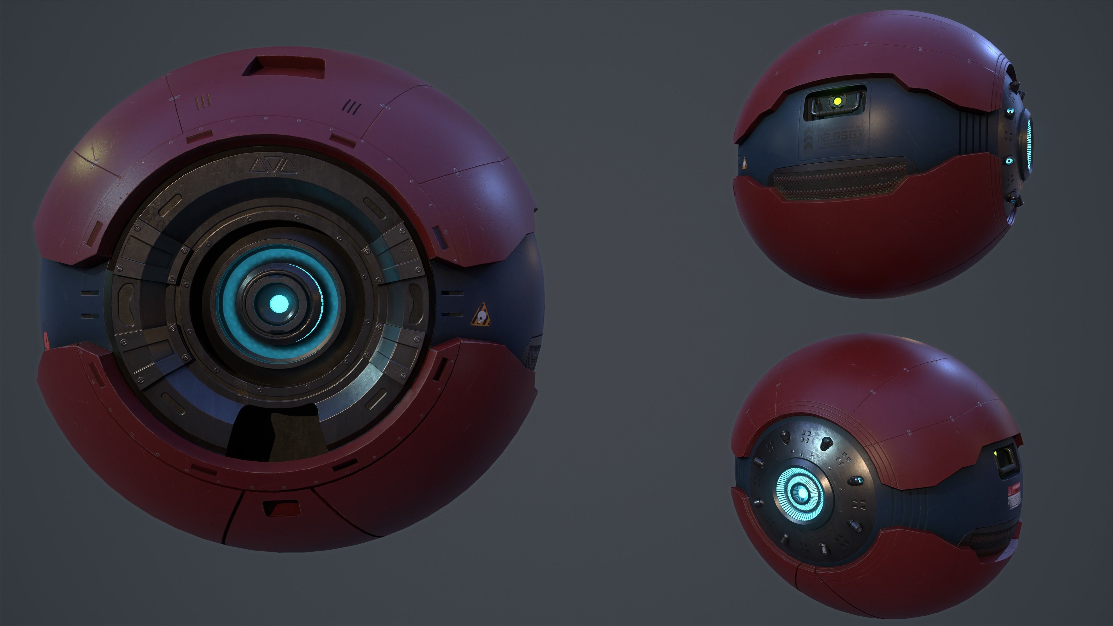 3D model Sci-Fi Military Sphere Robot Drone VR / AR / low-poly | CGTrader