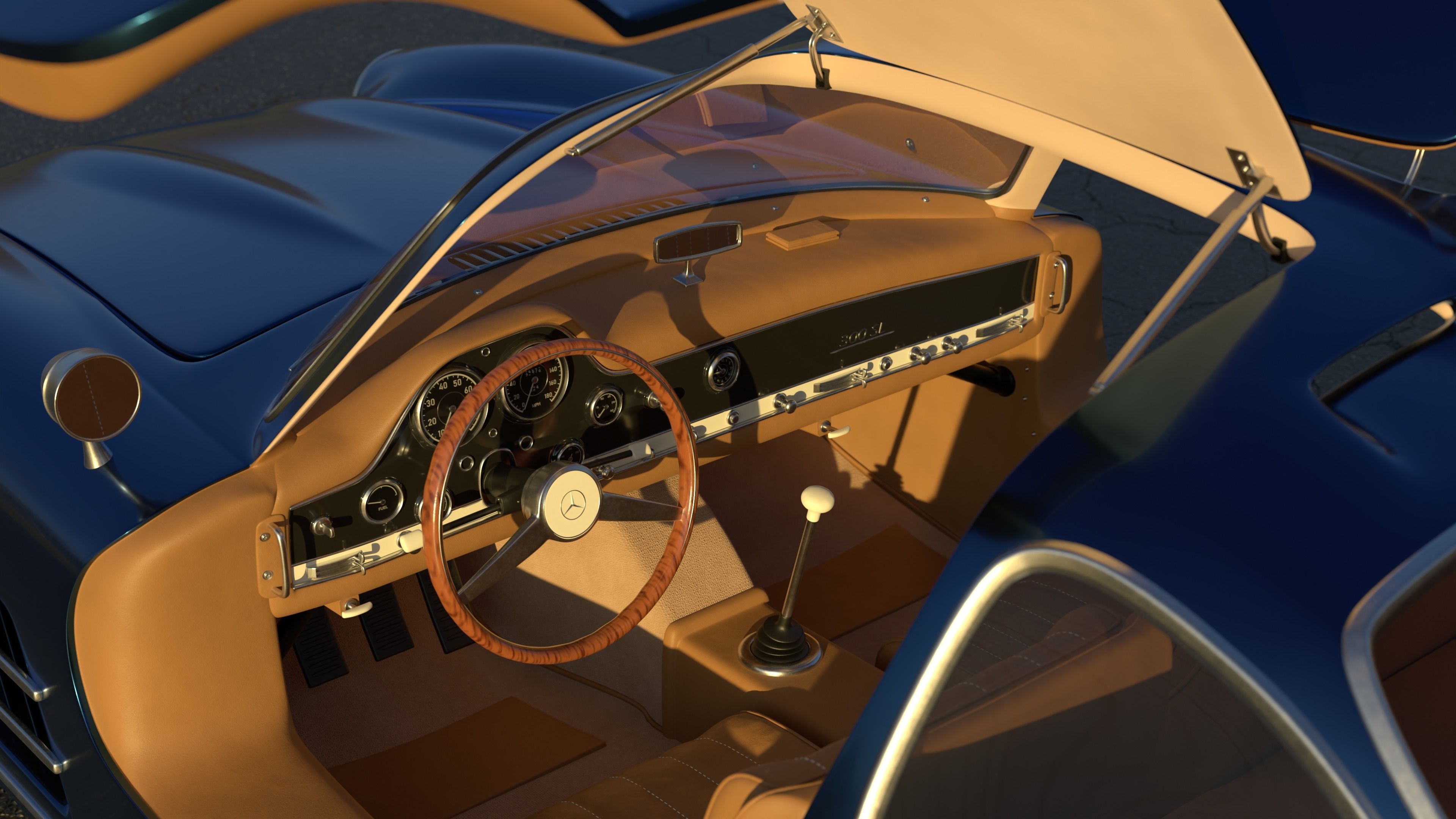 Mercedes benz 300 SL free 3D model animated rigged | CGTrader