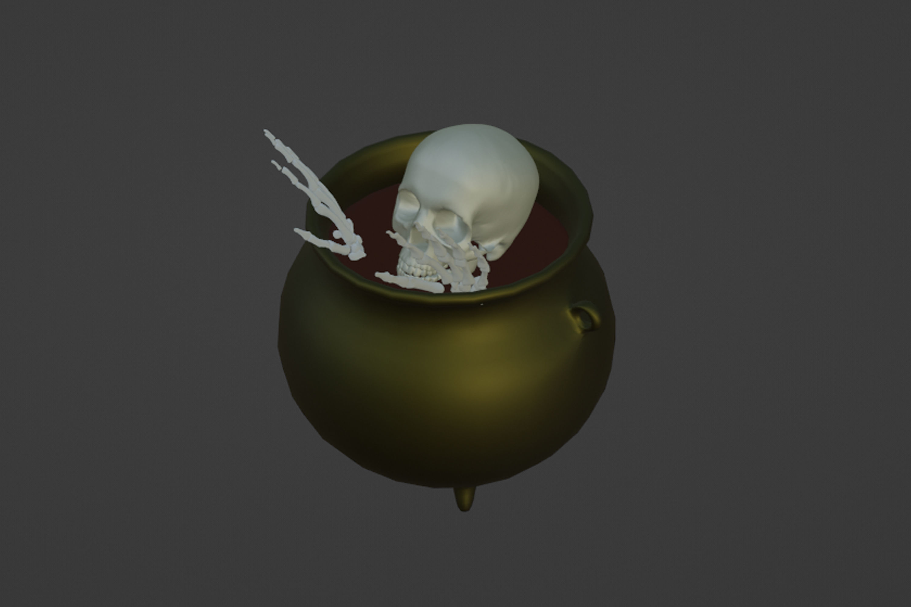 Skeleton in Cauldron 3DModel part of the Halloween package 3D model ...