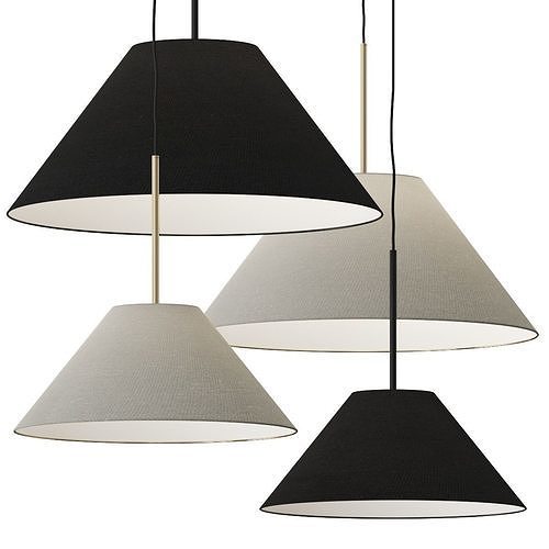 West Elm Sculptural Fabric Cone Pendant Lamp 3D model | CGTrader