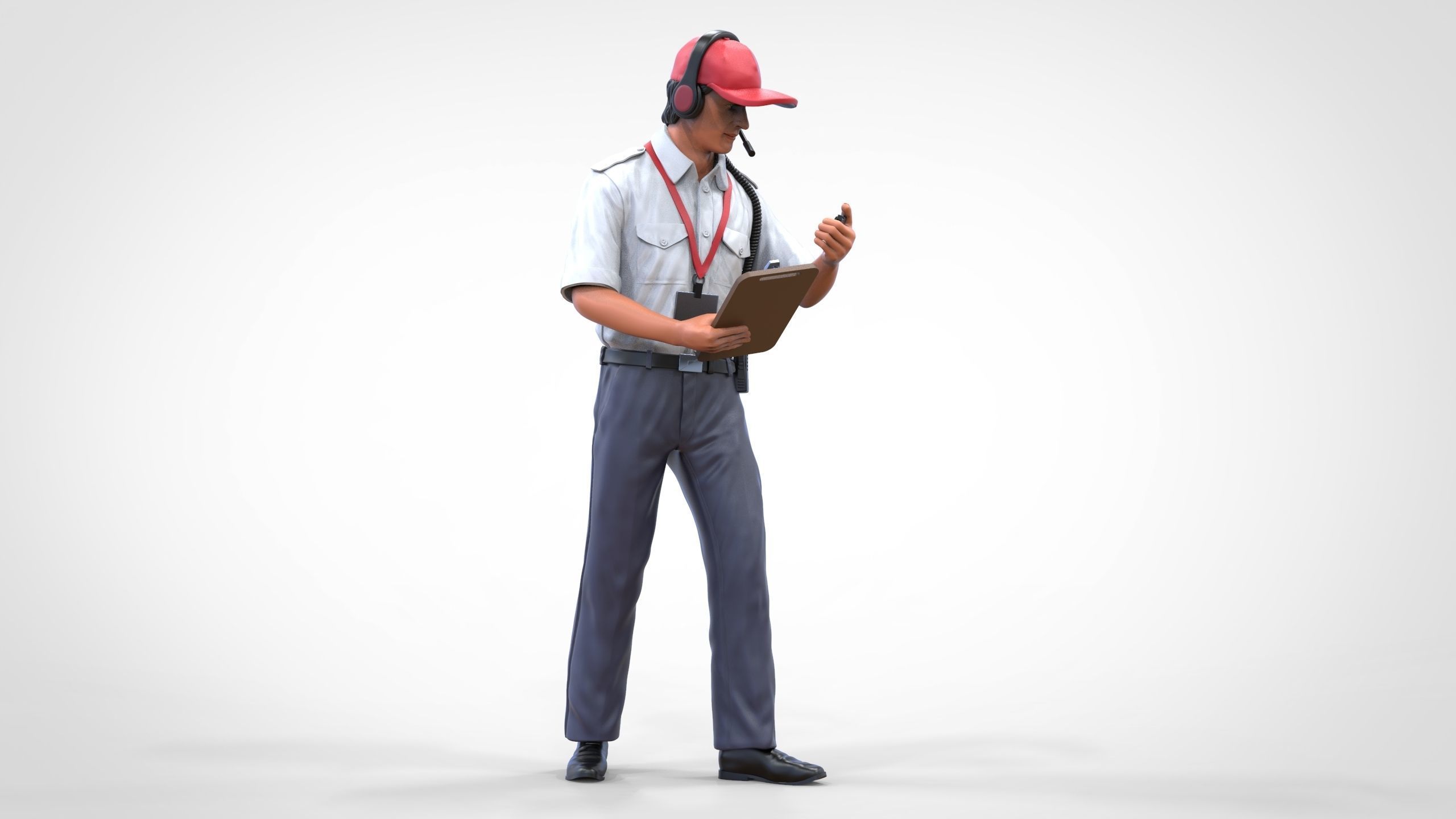 Race manager or pit member with stopwatch and clipboard 3D model 3D ...