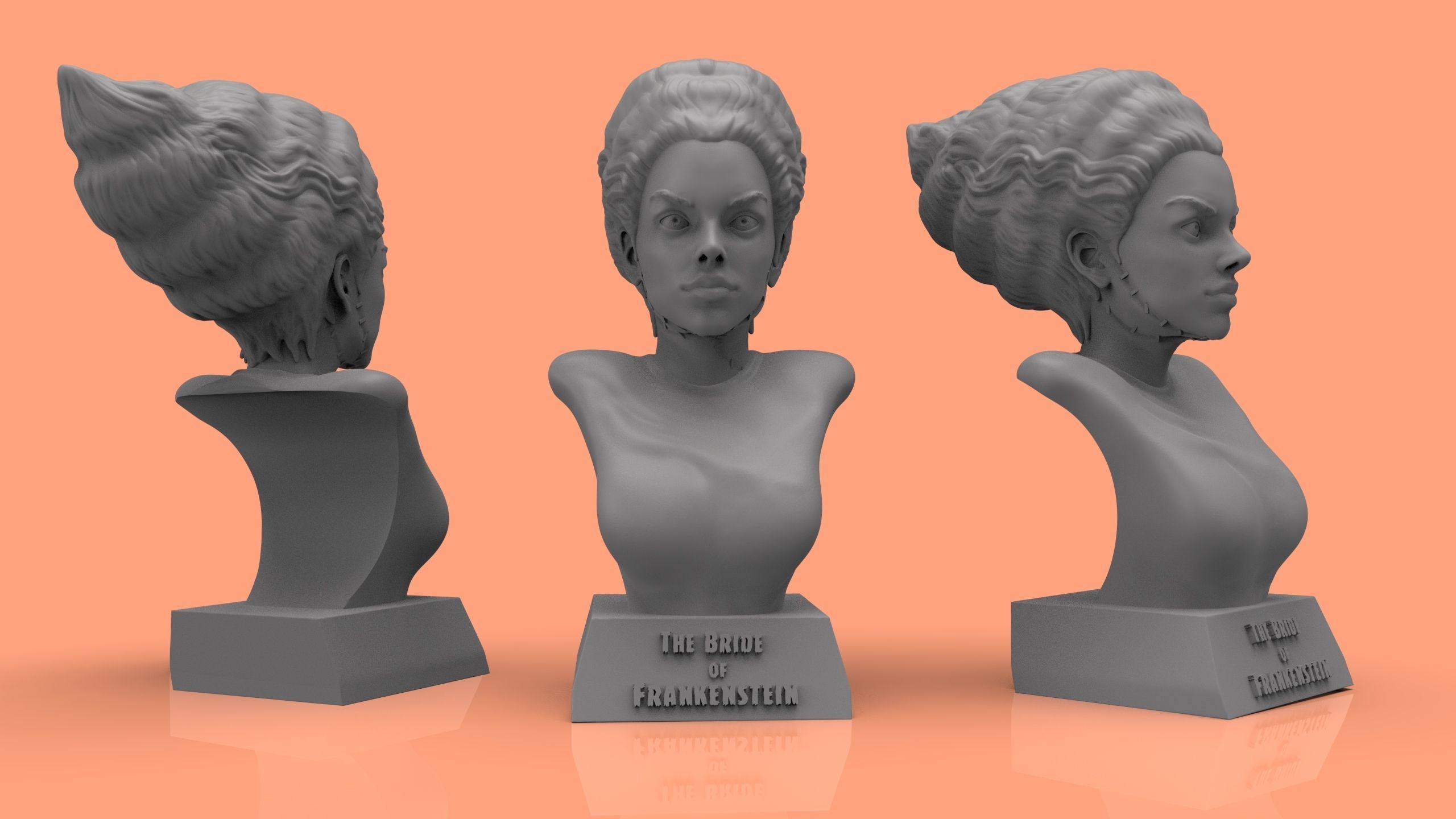 The Bride of Frankenstein 3D model 3D printable | CGTrader