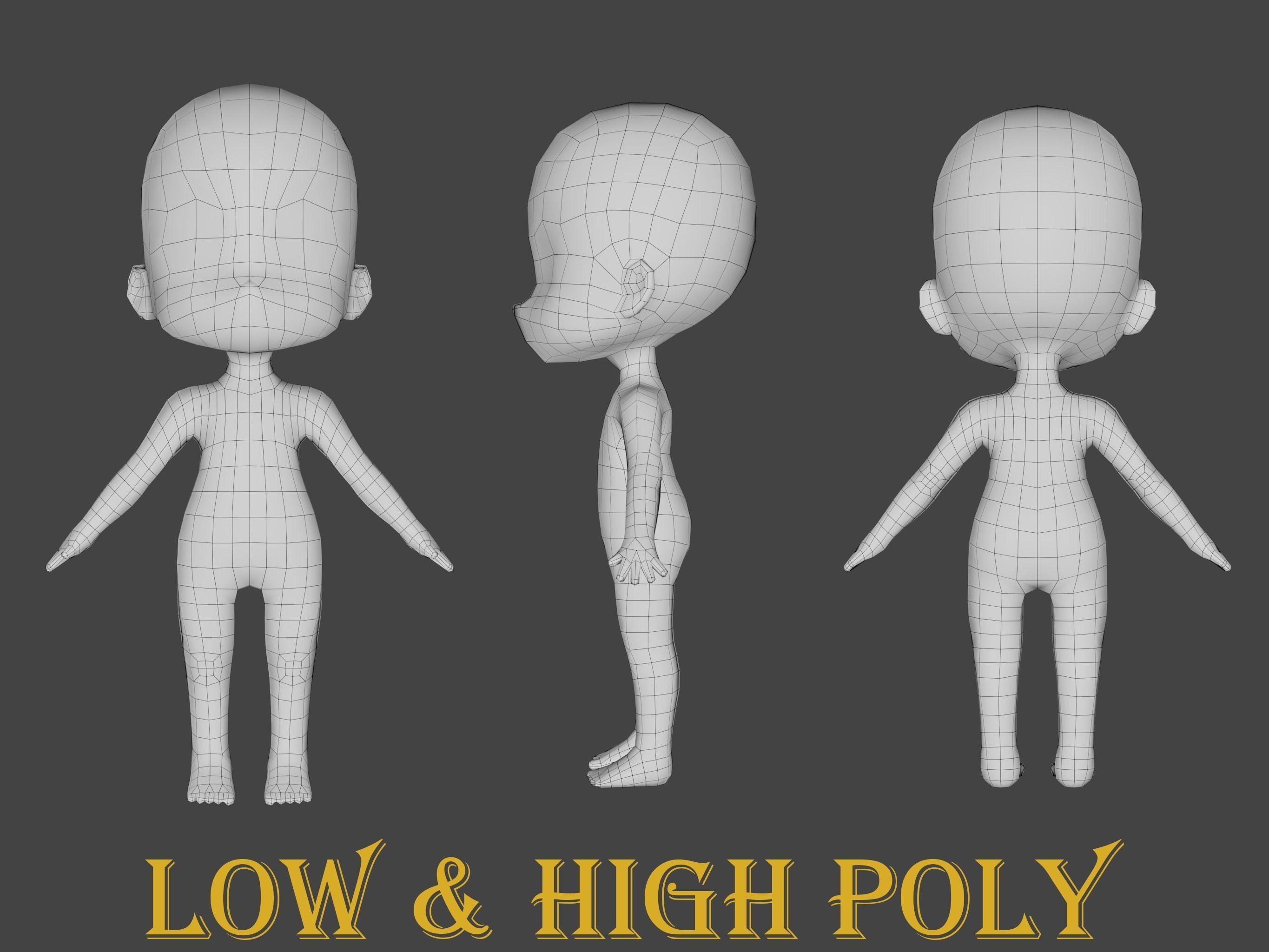 3D model Chibi Anime Base Mesh VR / AR / low-poly | CGTrader