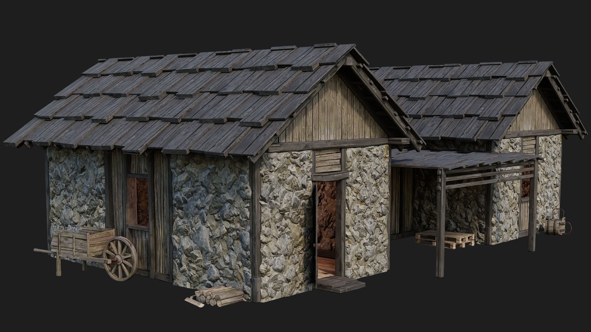 3D model 4 Old Medieval Building Pack 4K Textures GameReady 125 to 128 ...