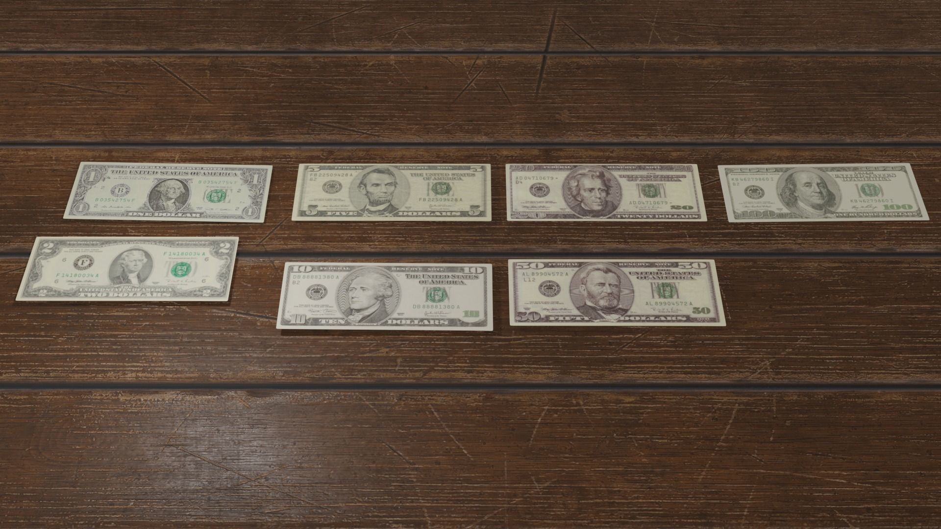 USD American Dollar Bank Notes 3D model | CGTrader