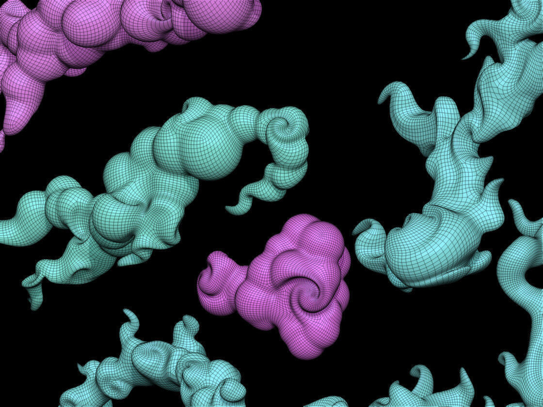 Stylized smoke cloud mist pack 2 IMM brush and obj files 3D model ...