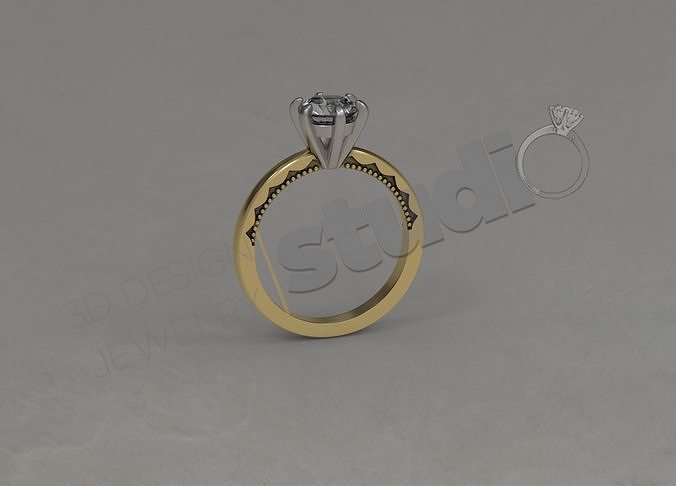 Highly detailed solitaire diamond ring 3d design 3D model 3D printable ...