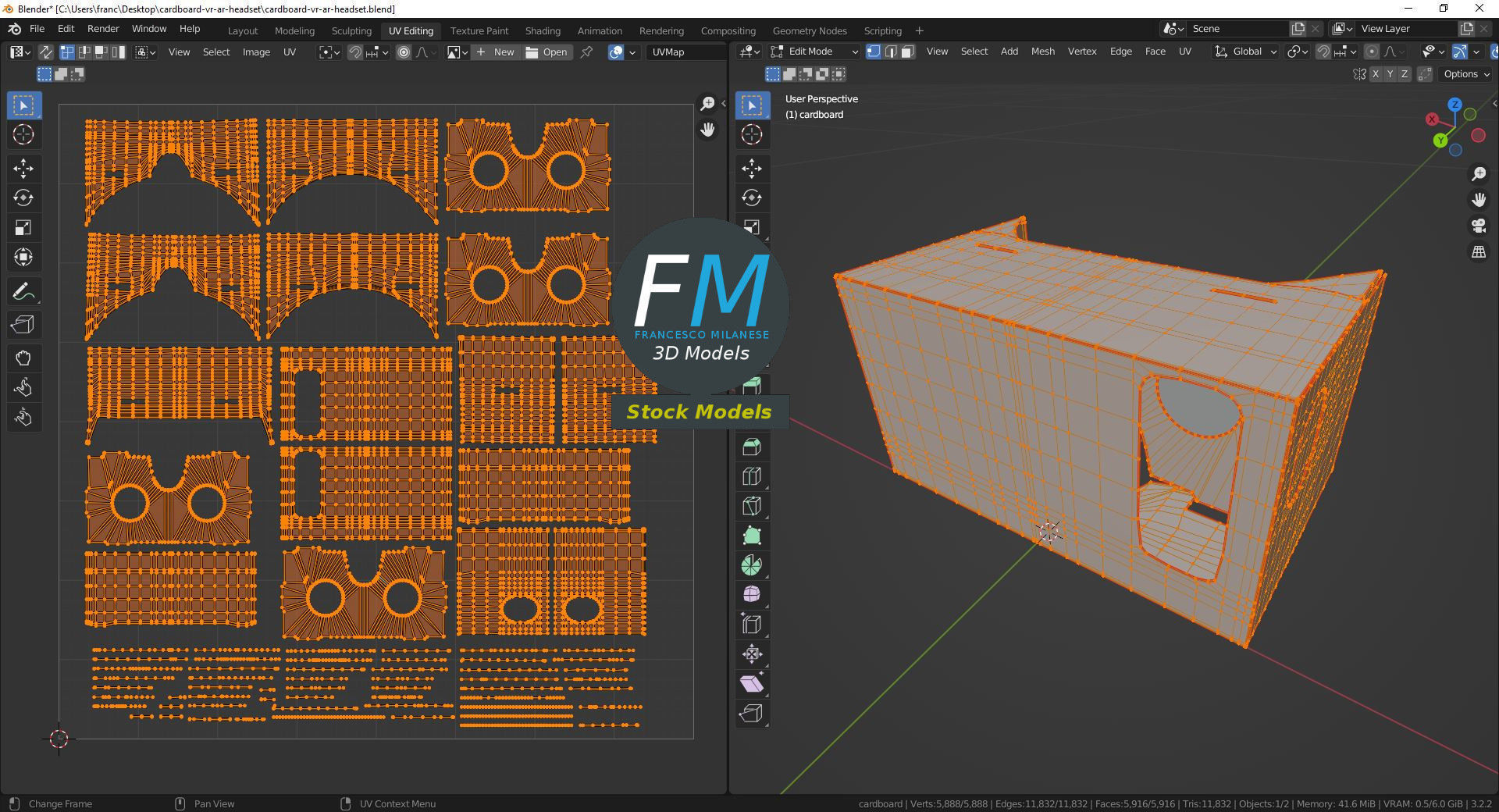 Cardboard vr ar headset 3D model | CGTrader