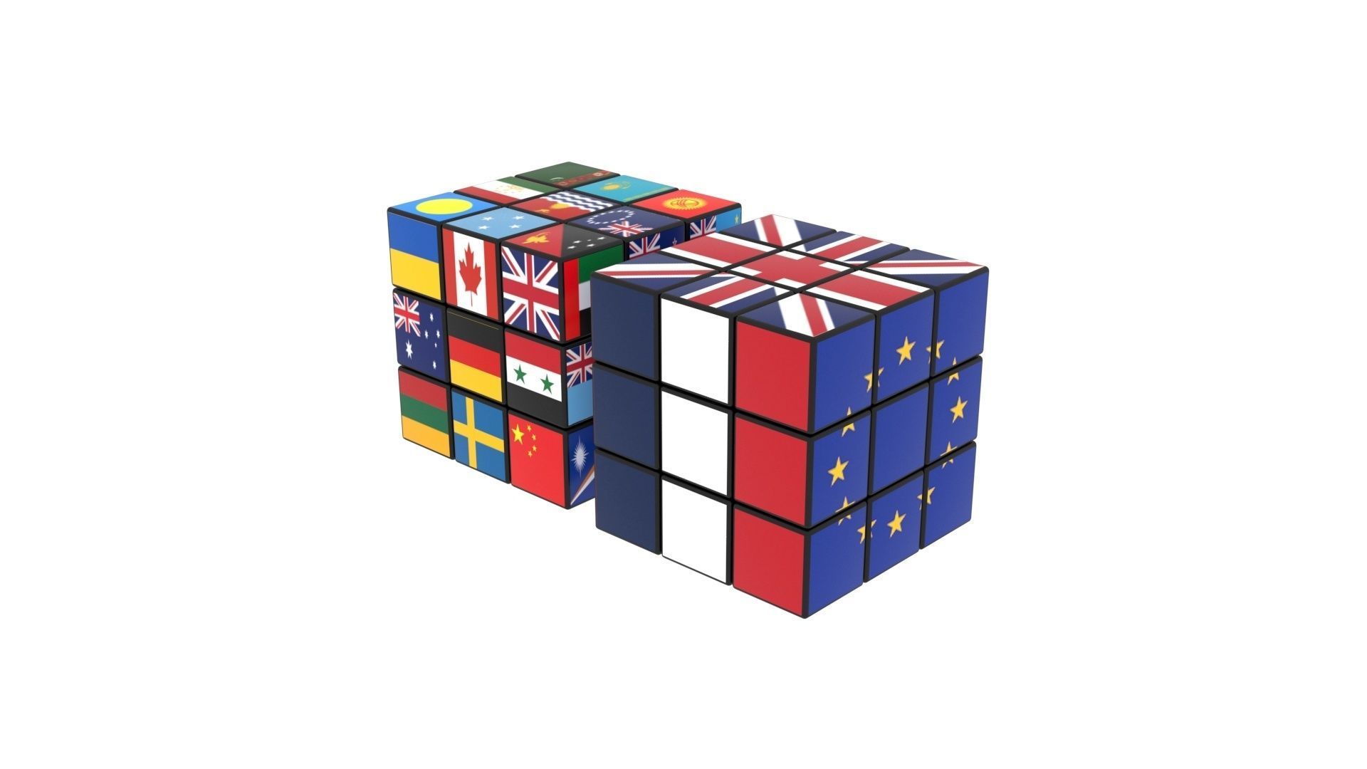 Rubiks Cubes With Flags 3D model | CGTrader