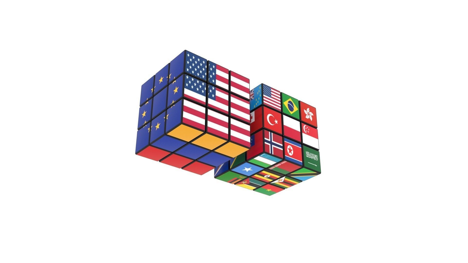 Rubiks Cubes With Flags 3D model | CGTrader
