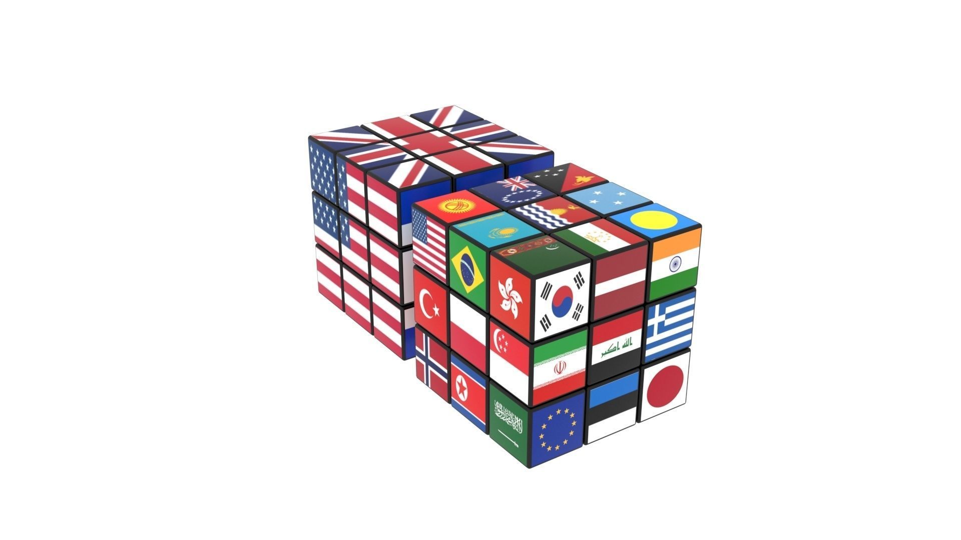 Rubiks Cubes With Flags 3D model | CGTrader