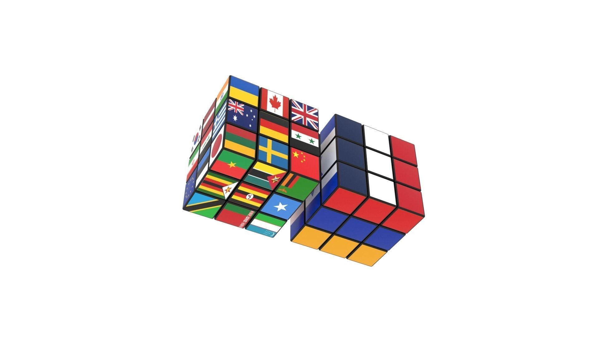 Rubiks Cubes With Flags 3D model | CGTrader