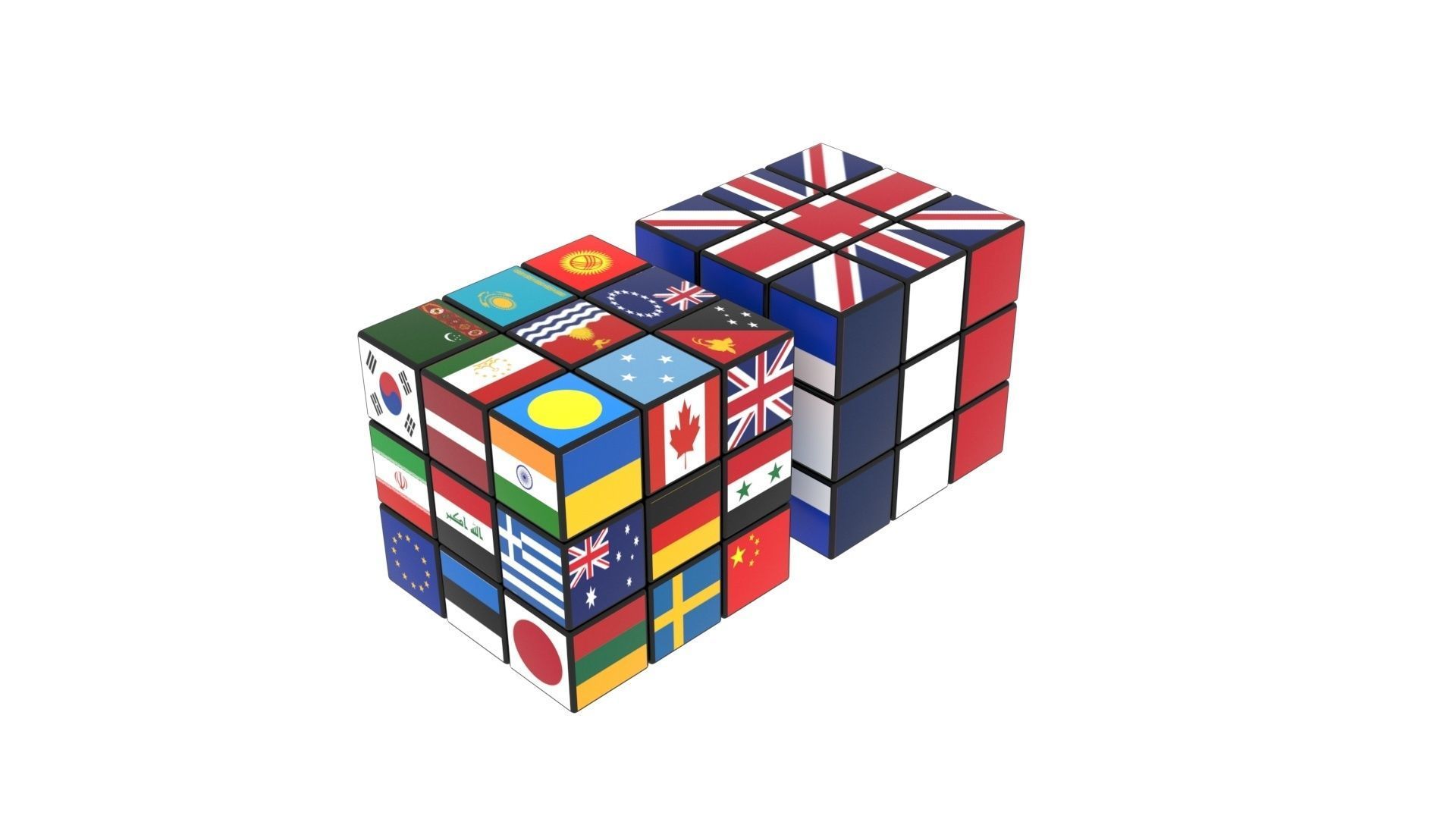 Rubiks Cubes With Flags 3D model | CGTrader