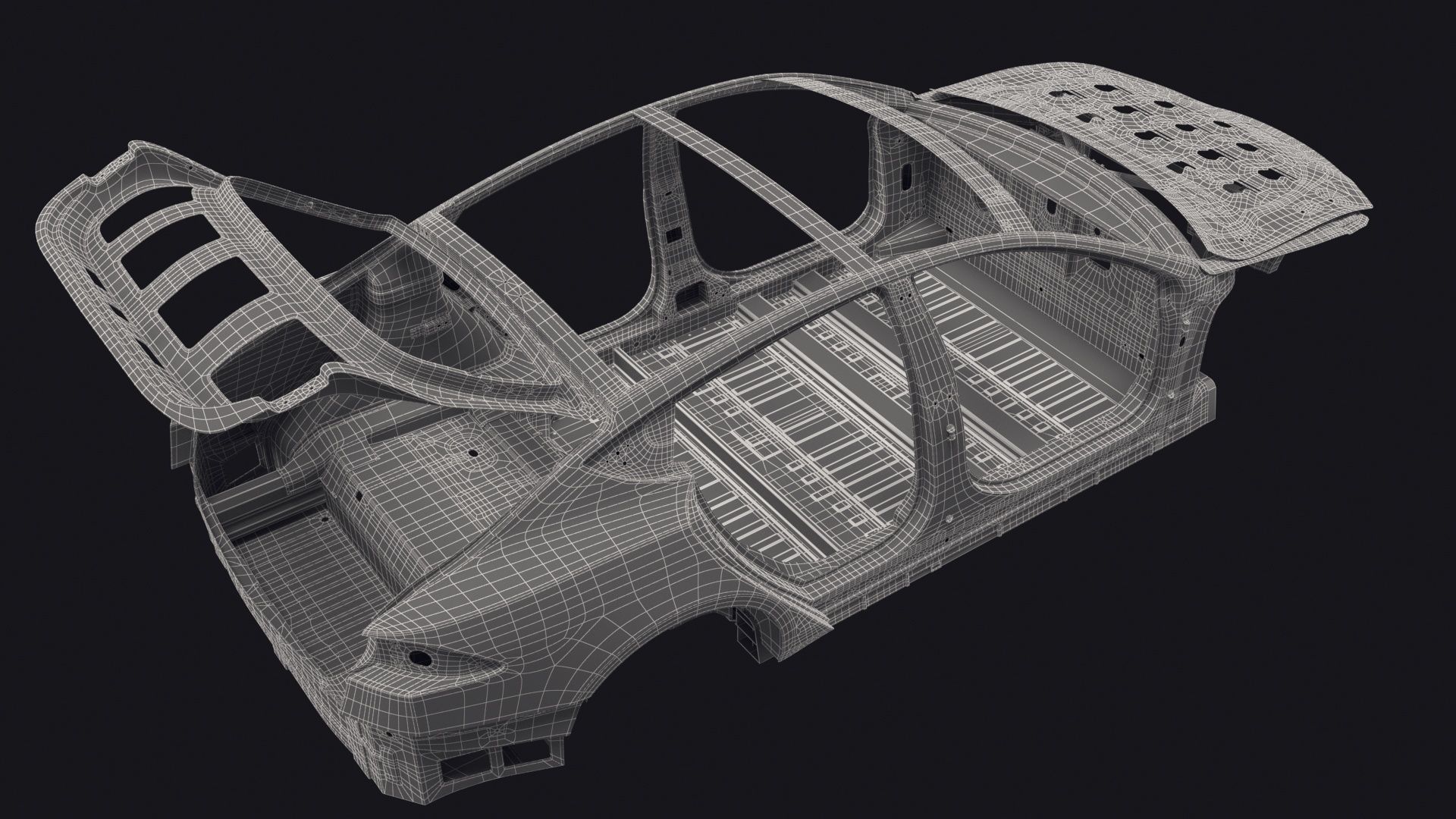 Tesla Model S Frame 2 3D model rigged | CGTrader