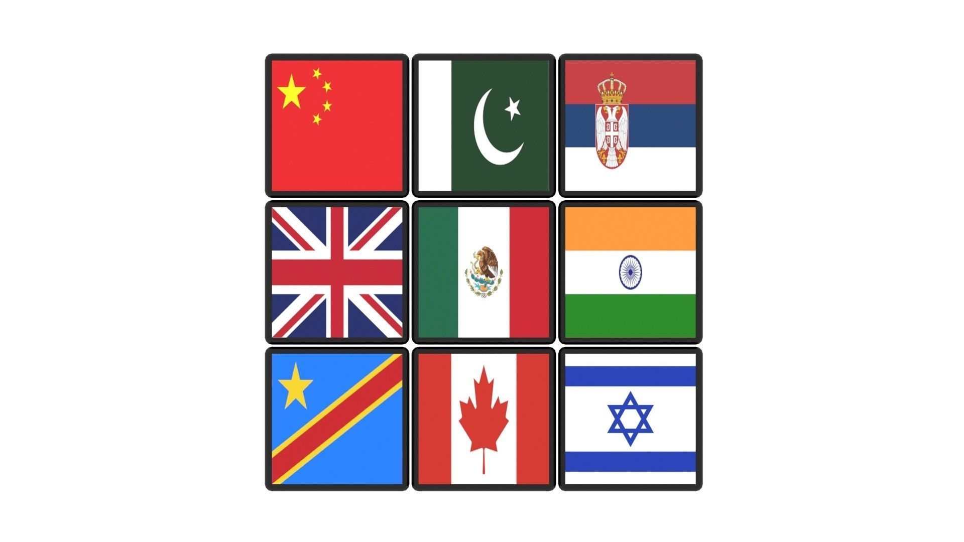 Rubiks Cube With Flags 3D model | CGTrader
