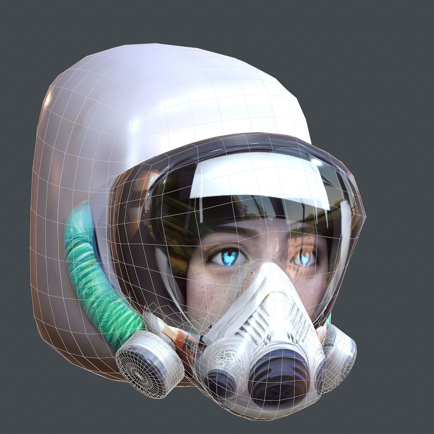 3D model Gas mask helmet scifi character game space VR / AR / low-poly ...