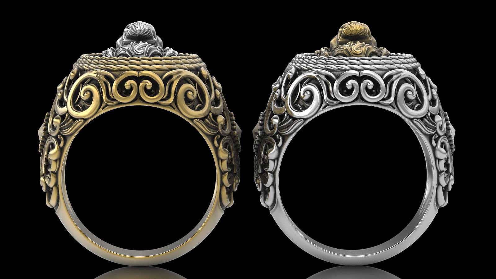 Lion ring gold printable jewelry 3D model 3D model 3D printable | CGTrader