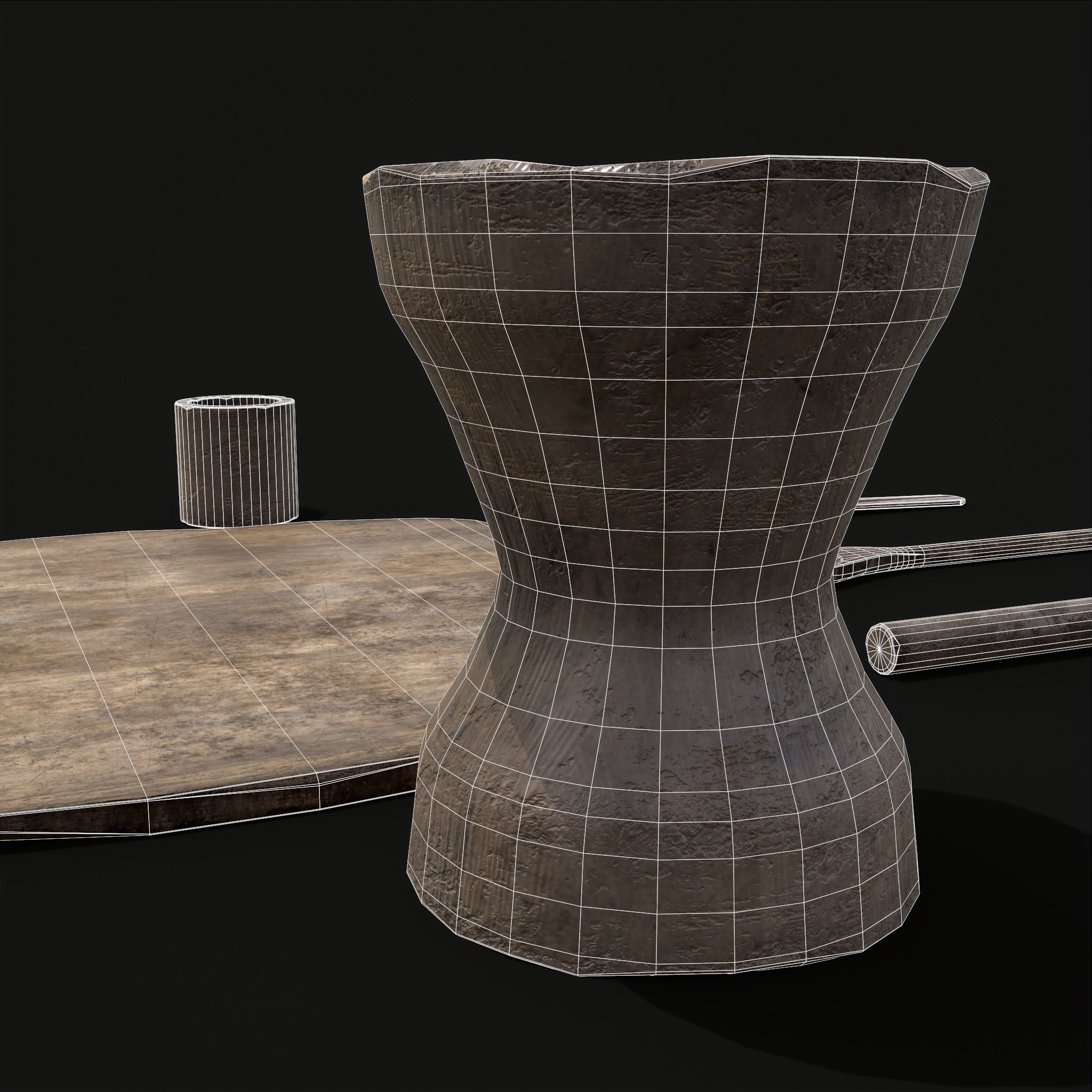 3D model Rustic Wooden Medieval Cooking Set VR / AR / low-poly | CGTrader