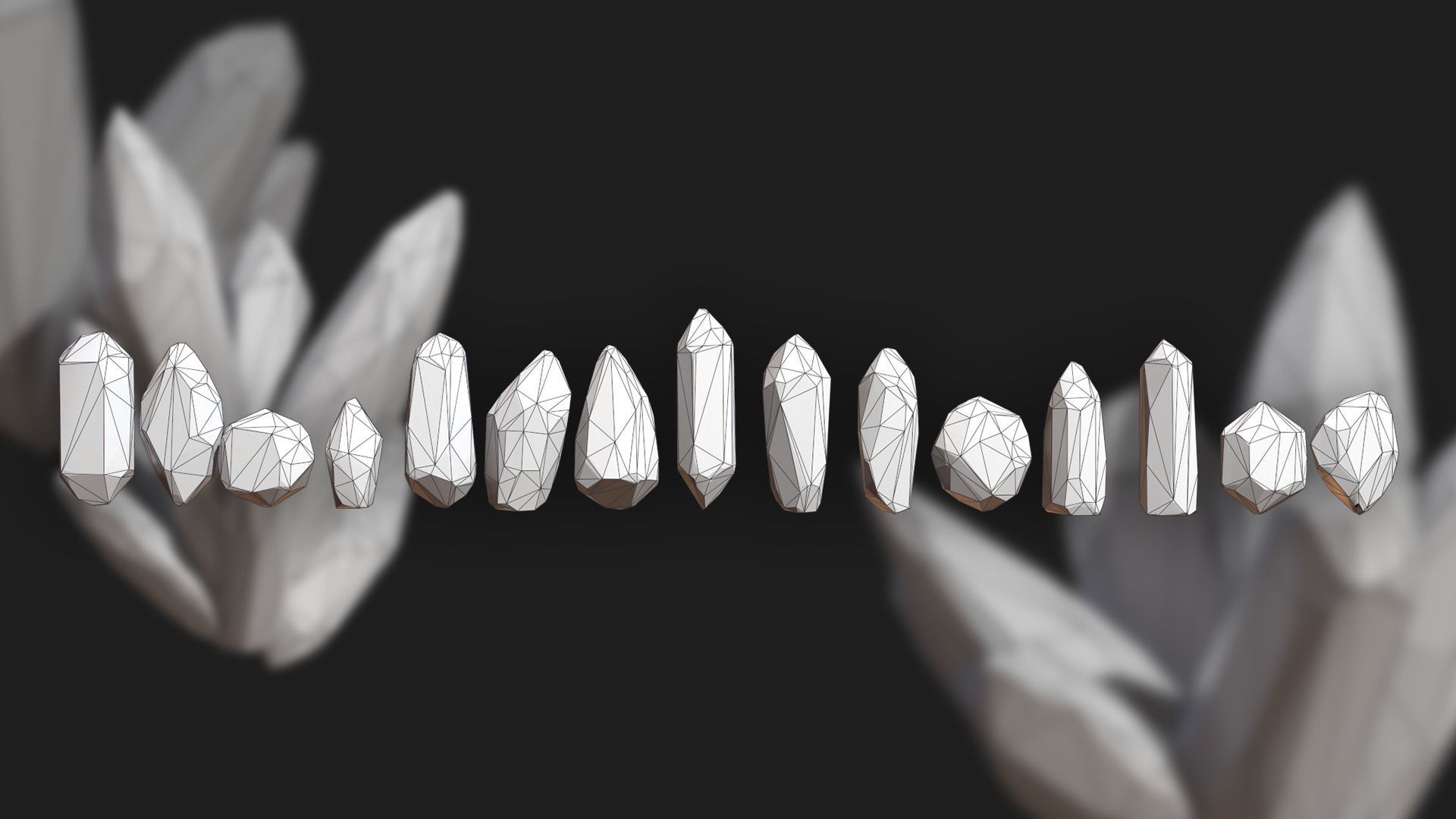 3D model Lowpoly Crystals with 3 PBR materials VR / AR / low-poly ...