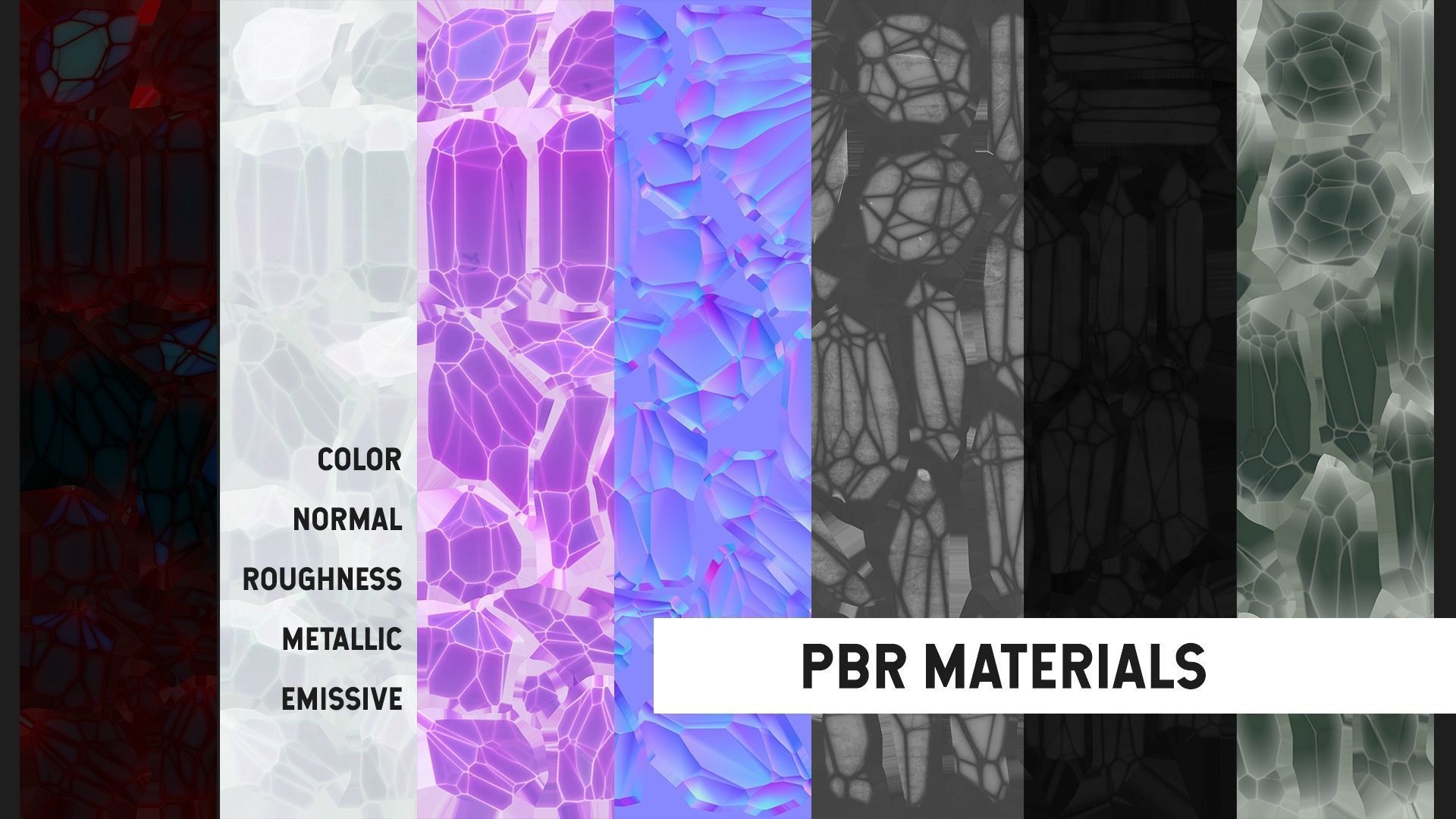 3D model Lowpoly Crystals with 3 PBR materials VR / AR / low-poly ...