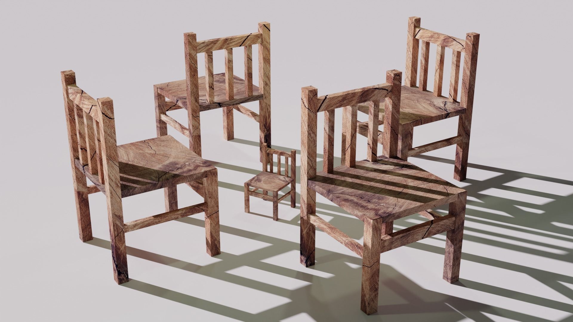 3D model Blender chair brown low poly game ready model VR / AR / low ...