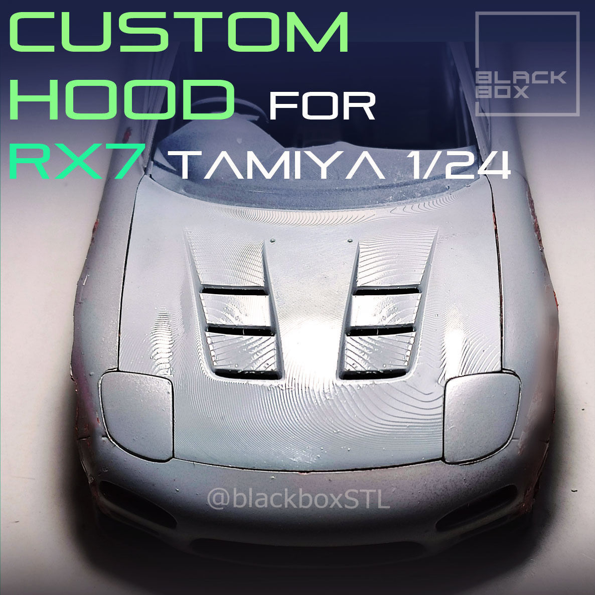 CUSTOM HOOD FOR RX7 TAMIYA 1-24 MODELKIT 3D model 3D printable | CGTrader