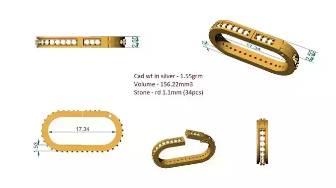 DIAMOND CHAIN LINK JEWELLERY 3D model 3D printable | CGTrader